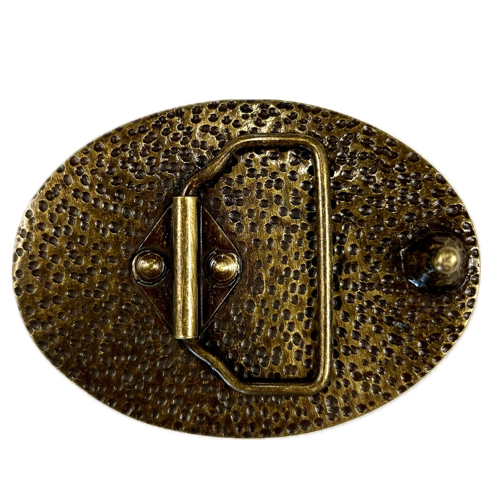 Rockmount Skull & Feathers Brass Buckle