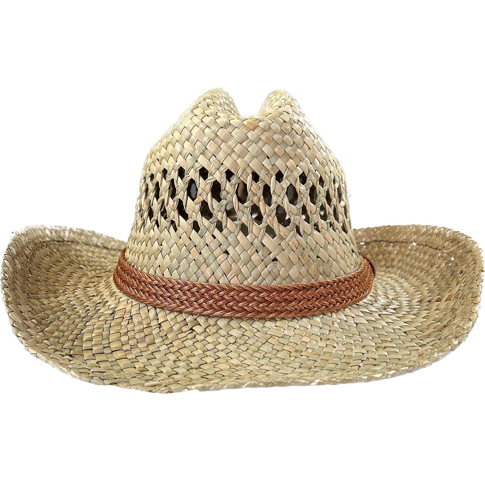 Rockmount Raffia Straw Cowboy Hat with Cattleman Brown Band