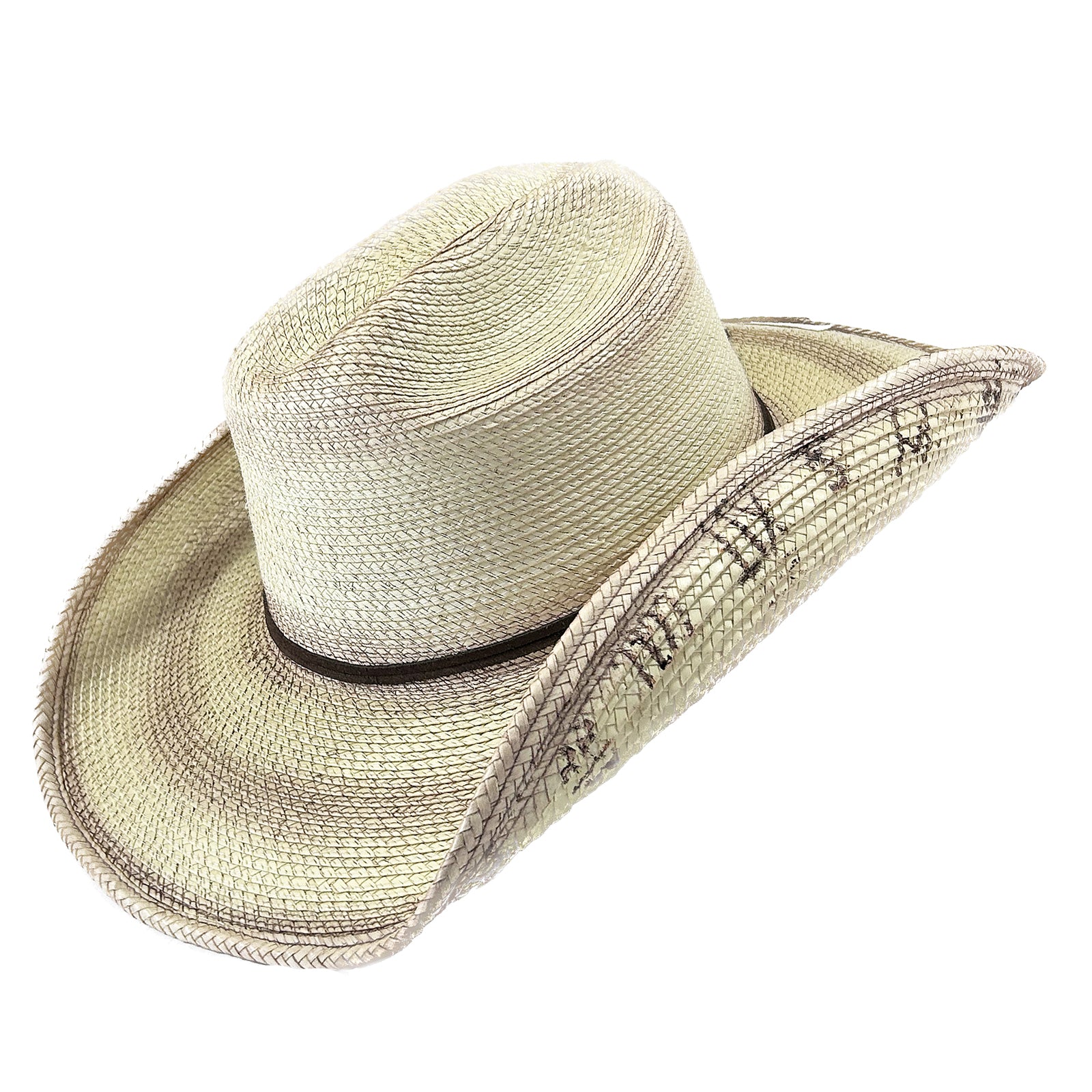 Rockmount Palm Straw Cowboy Hat With Cattleman Brands