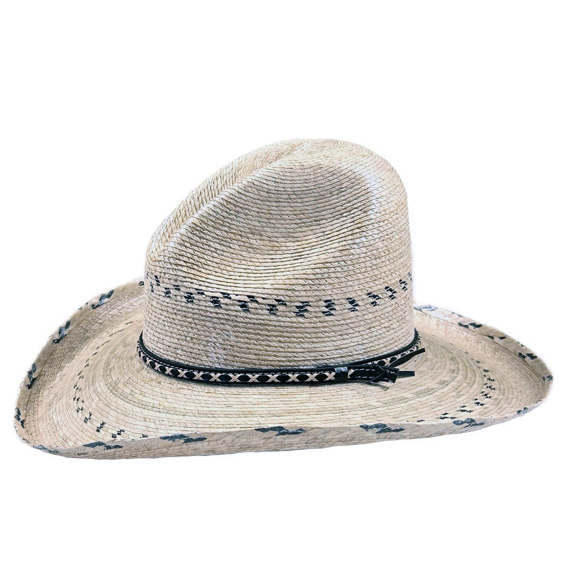 Rockmount Premium Palm Straw Cowboy Hat With Gus Stripe Hat
