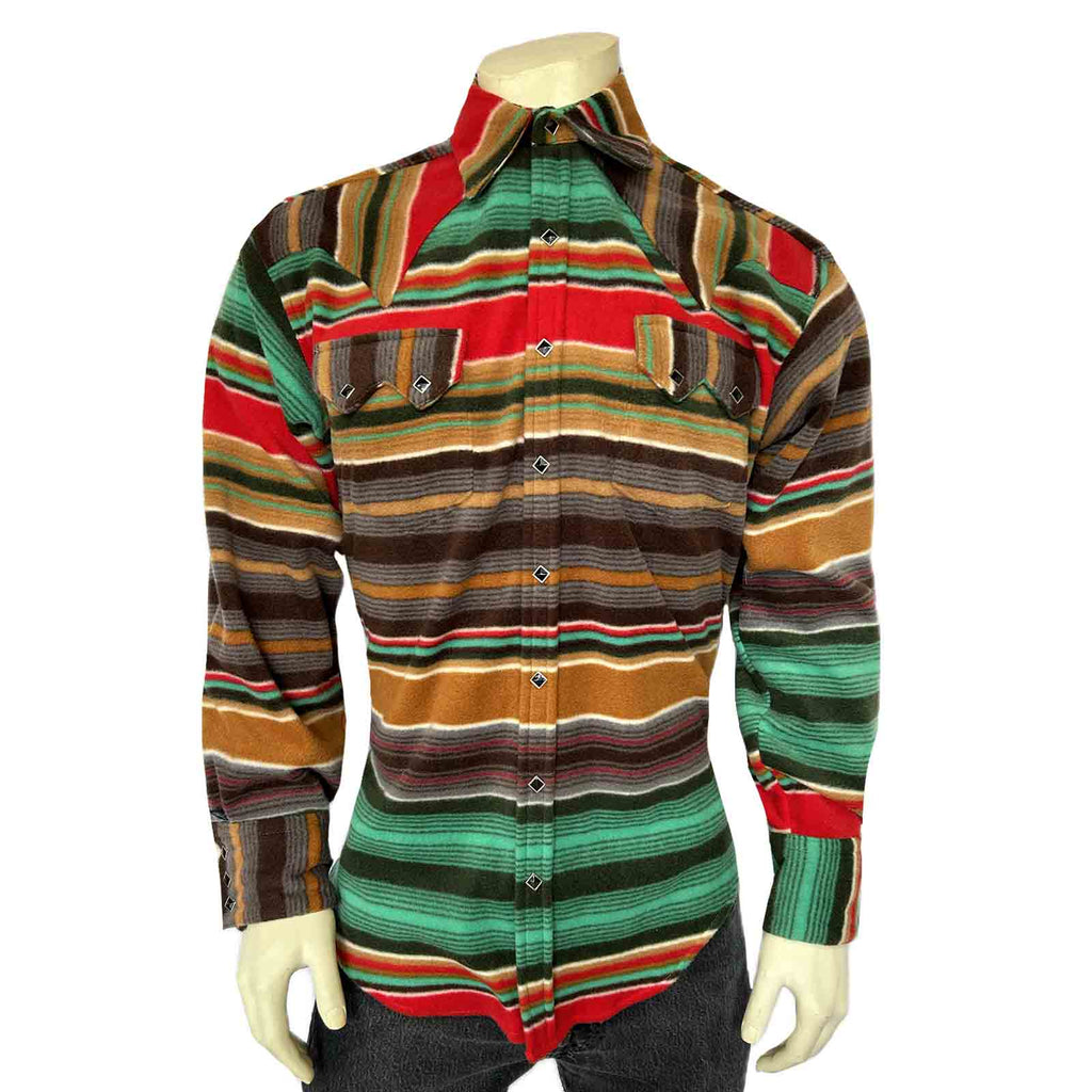 Rockmount Men's Brown Serape Pattern Fleece Western Shirt