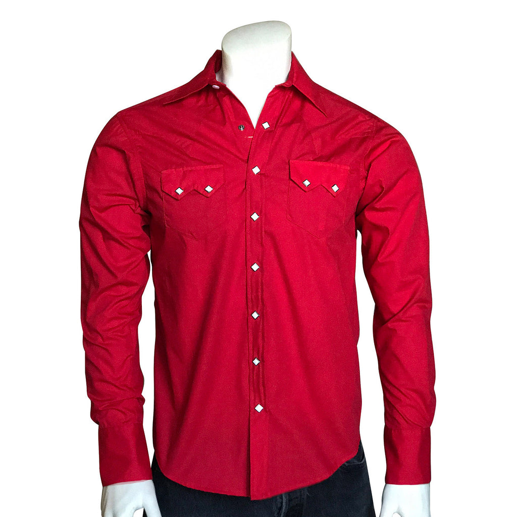 Rockmount Men's Red Sawtooth Cotton Blend Western Shirt