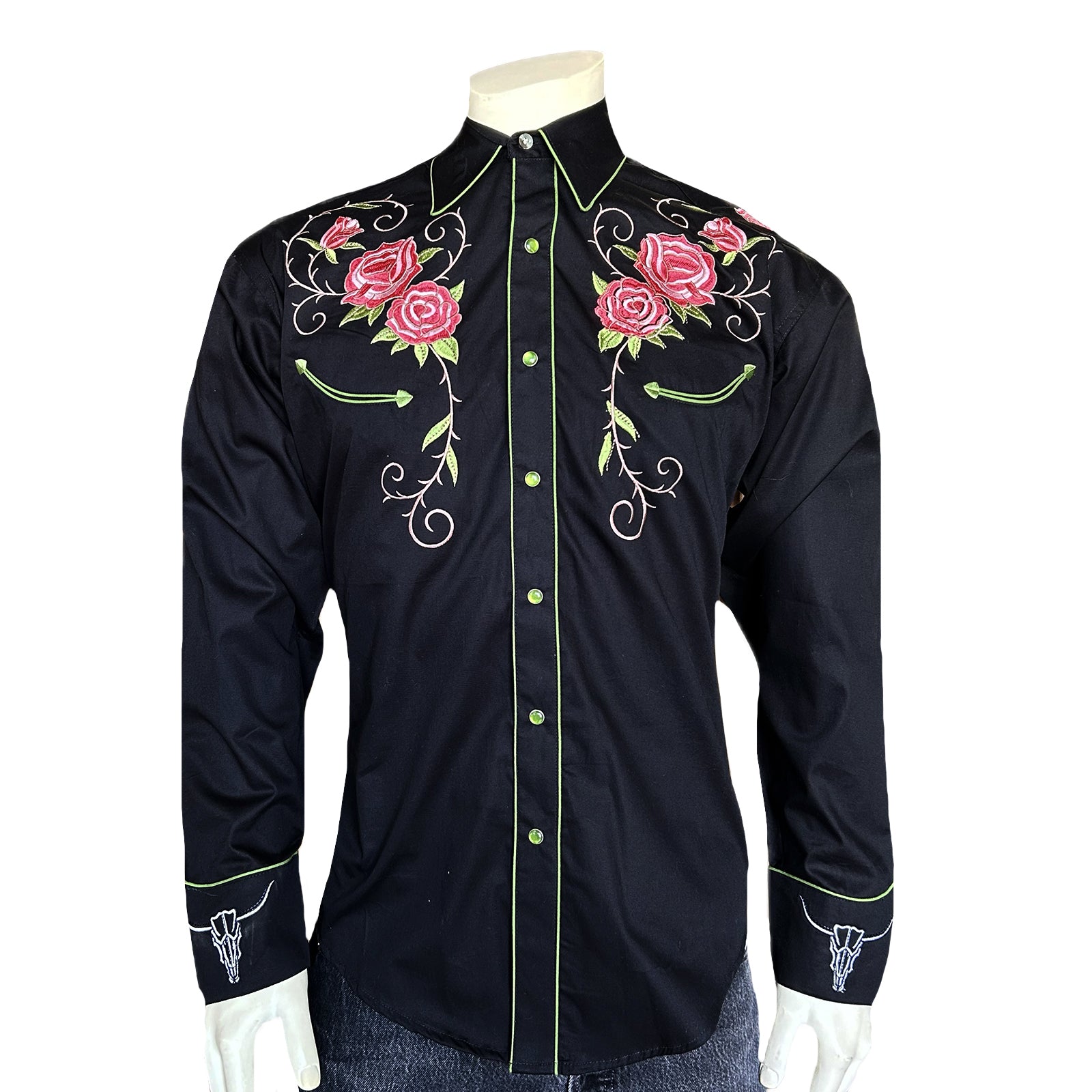 Rockmount Men’s Longhorn & Floral Embroidery Western Shirt