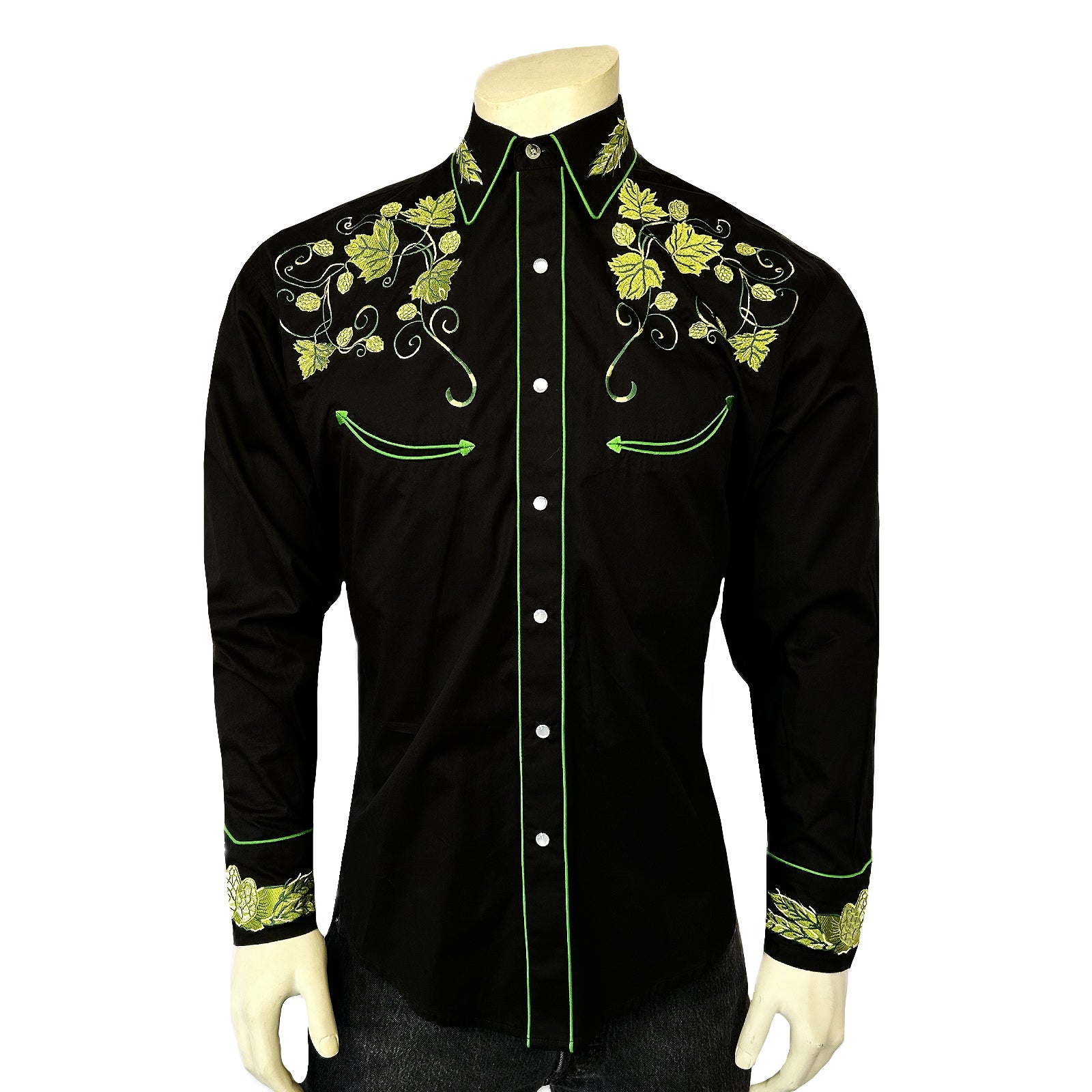 Rockmount Men's Black Vintage Hops Embroidered Western Shirt