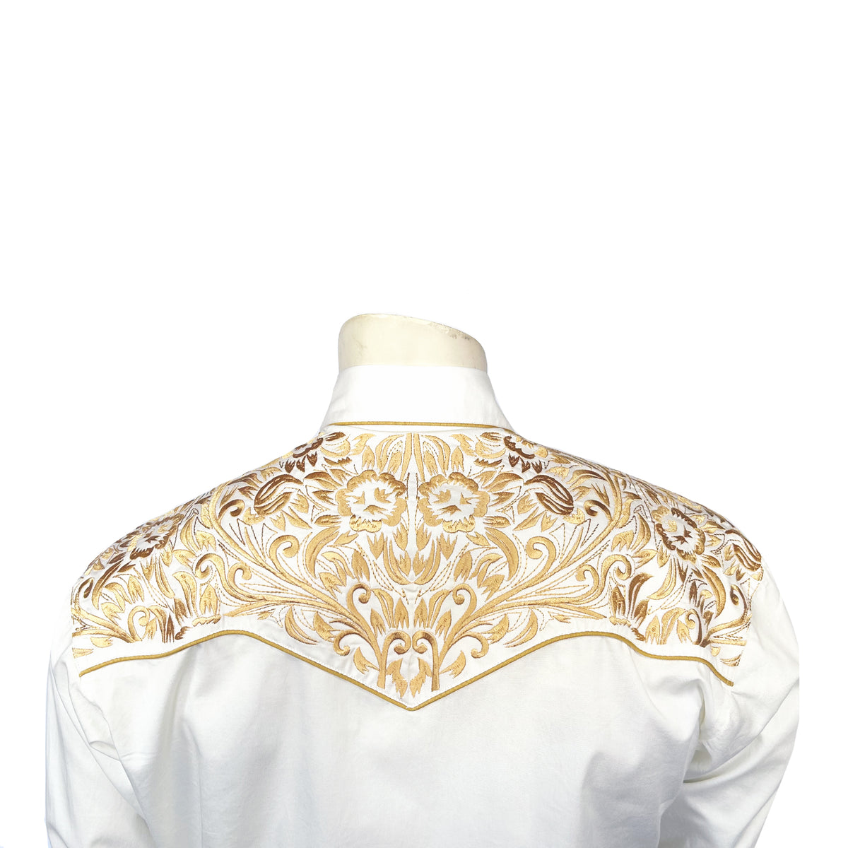 Rockmount Men's Vintage Ivory with Gold tooling Embroidery Shirt