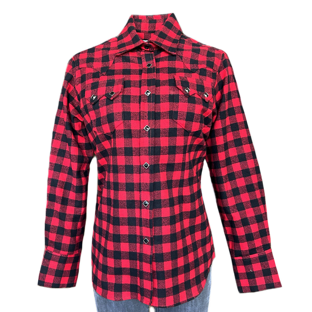 Rockmount Men's Plush Flannel Red Buffalo Check Western Shirt