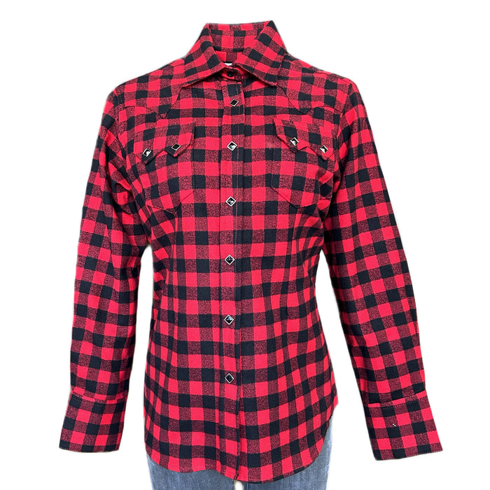 Rockmount Men's Plush Flannel Red Buffalo Check Western Shirt