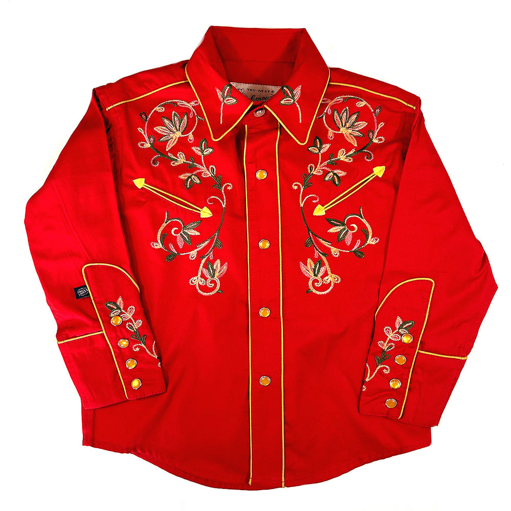 Rockmount Men's Red Vintage Variegated Floral Embroidery