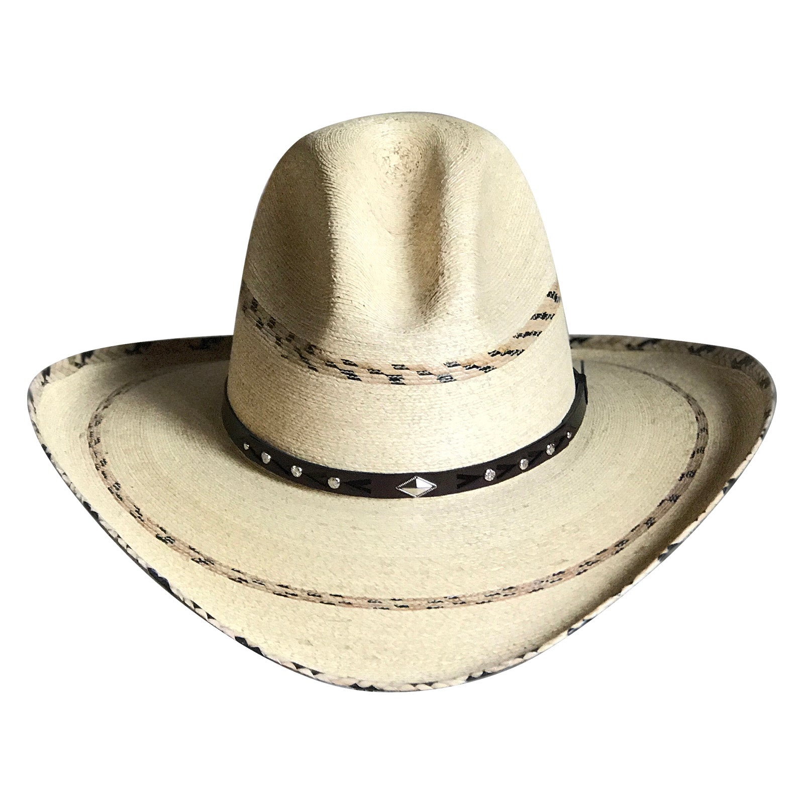 Rockmount Premium Palm Straw Cowboy Hat With Gus Stripe Hat