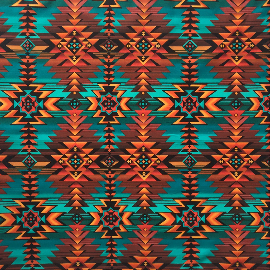 Native American Inspired Print Turquoise Cotton Bandana – Rockmount